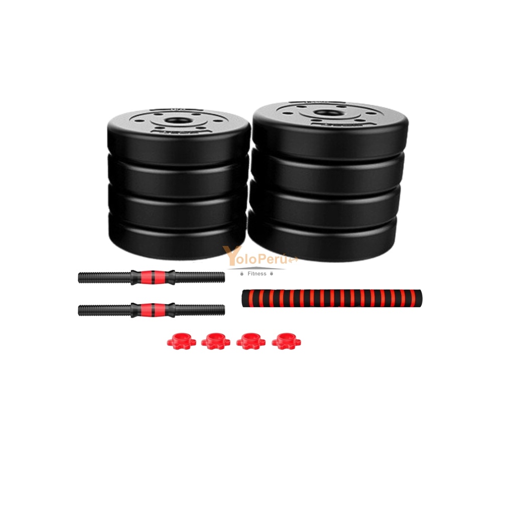 SET DE MANCUERNAS 15KG PVC CON ADAPTADOR | YoloPerú